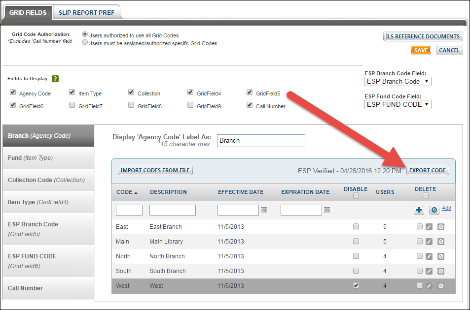 Can I Print Grid Codes From the Grid Codes Page in Admin?
