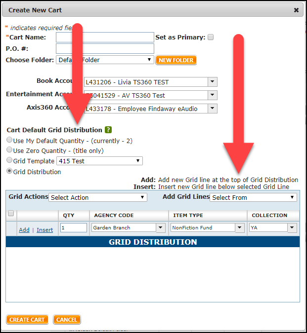 Apply a Grid Template when Creating a New Cart